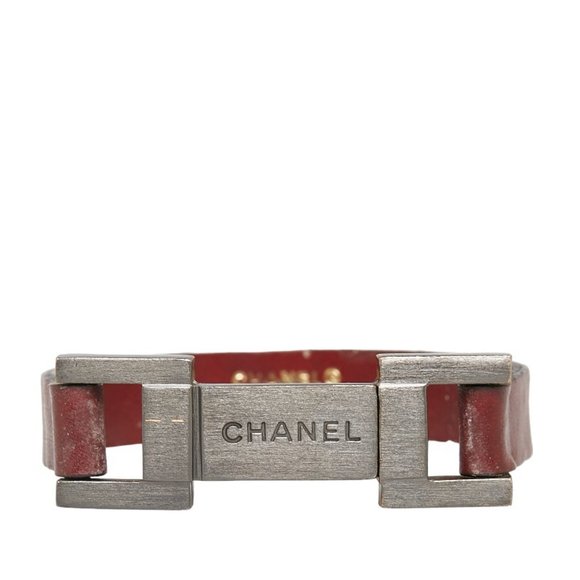 CHANEL | Jewelry | Chanel Plate Bangle Bracelet Dark Brown Leather ...